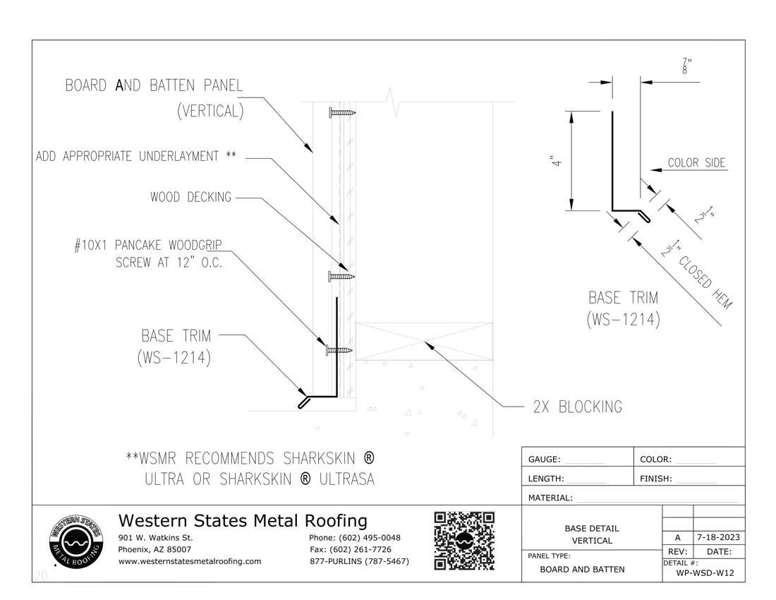 Base Trim - Vertical Installation | Board & Batten Metal Siding