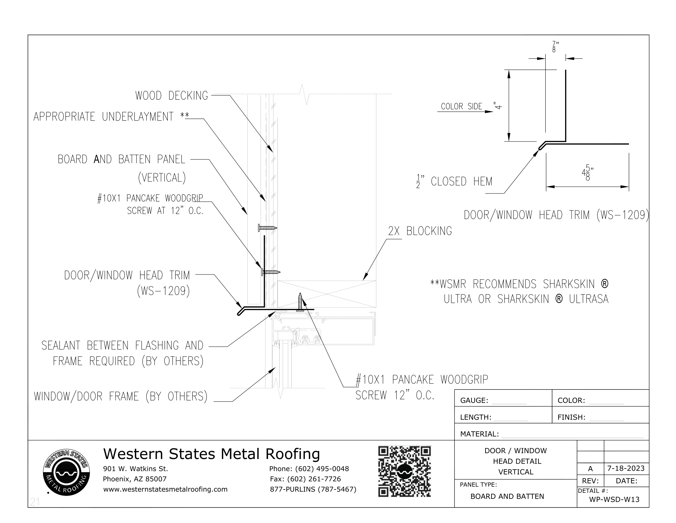 Head Trim For Windows/Doors - Vertical | Board & Batten Metal Siding