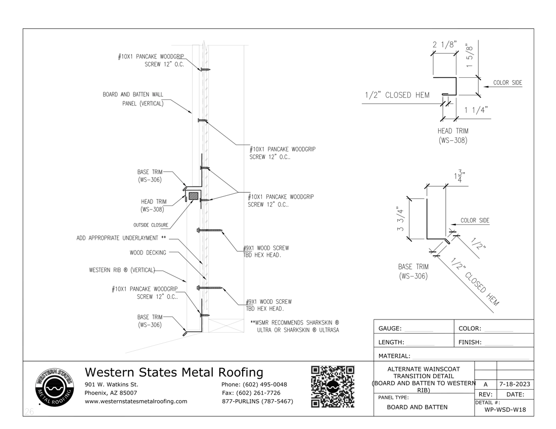 Wainscoting Transition | Board & Batten To Western Rib | Vertical