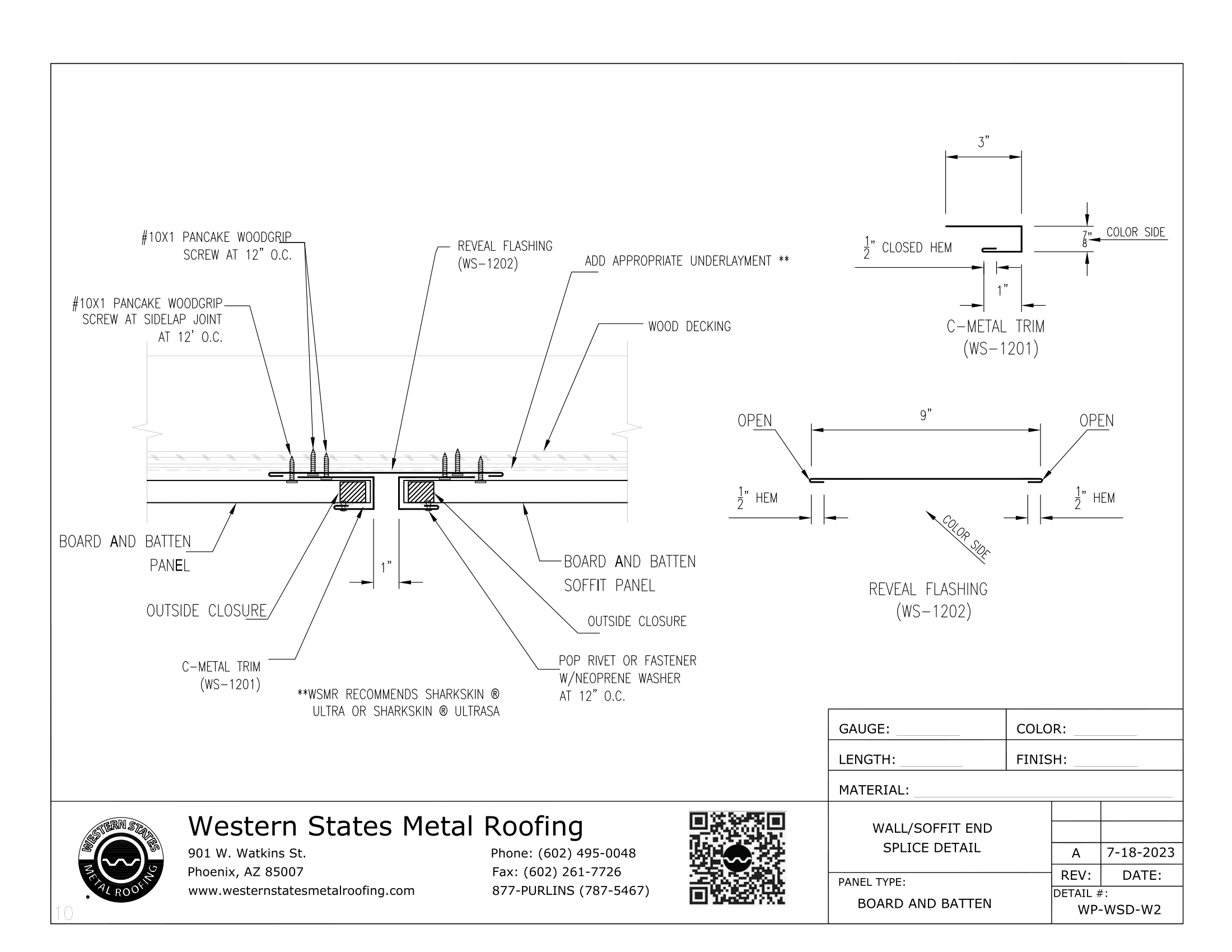 End Splice Detail With Reveal Trim | Board & Batten Metal Soffit
