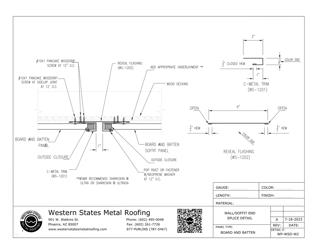 End Splice Detail With Reveal Trim | Board & Batten Metal Soffit