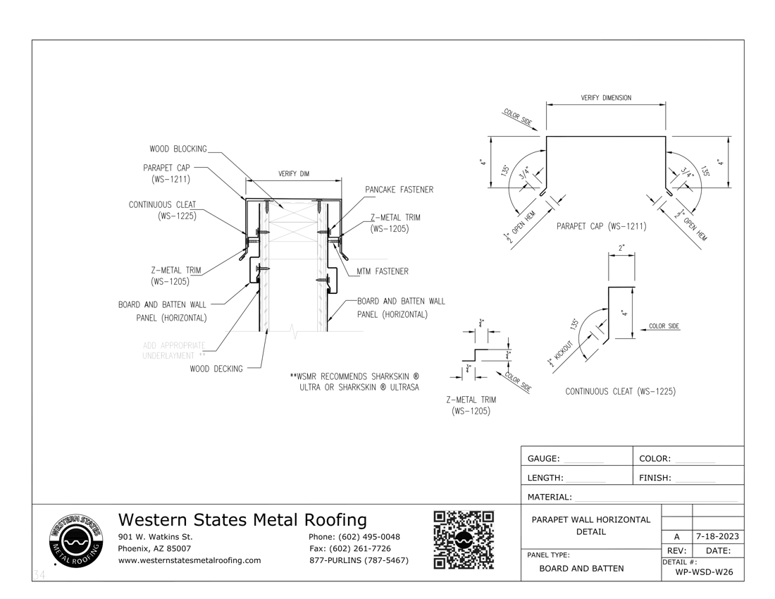 Parapet Wall - Horizontal Installation | Board & Batten Metal Siding