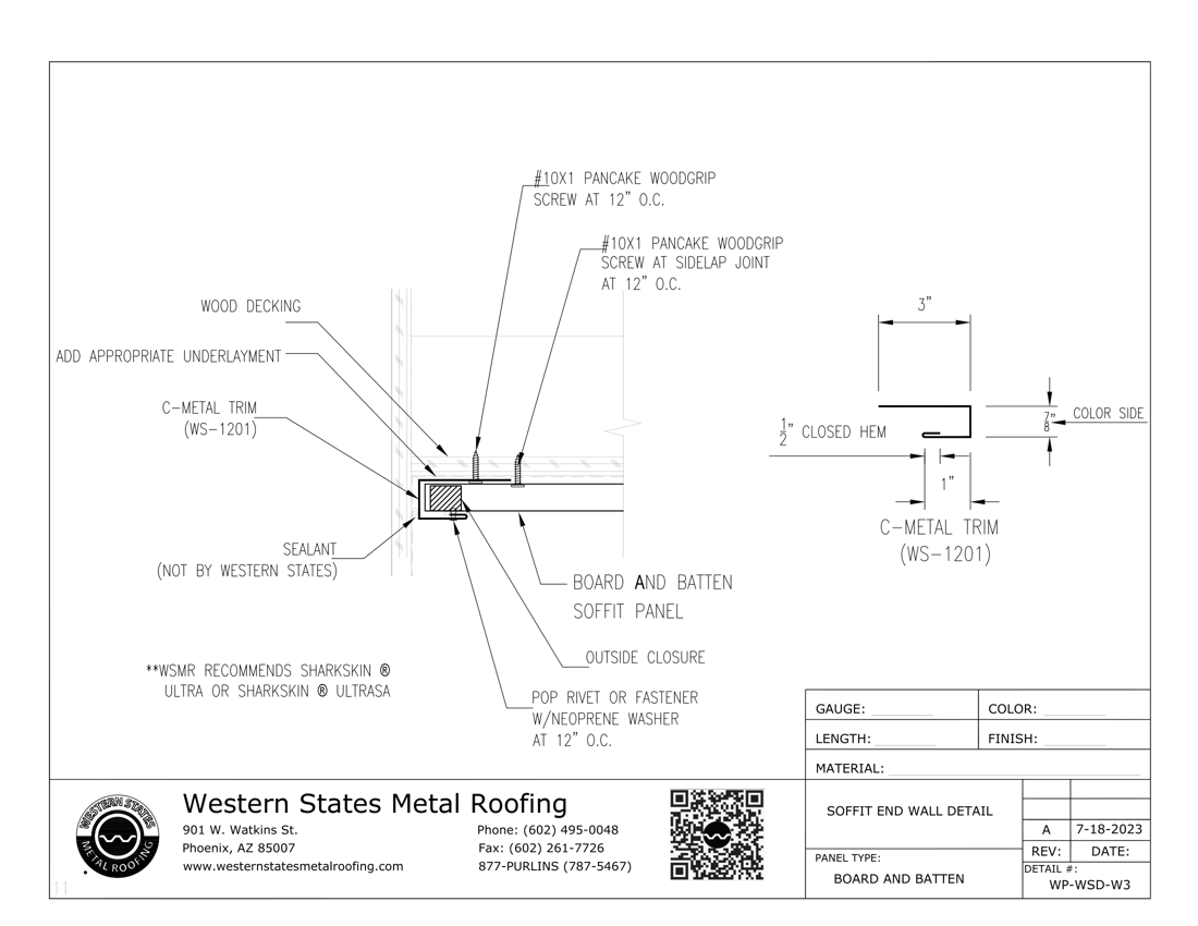End Wall Detail | Board & Batten Metal Soffit Panel