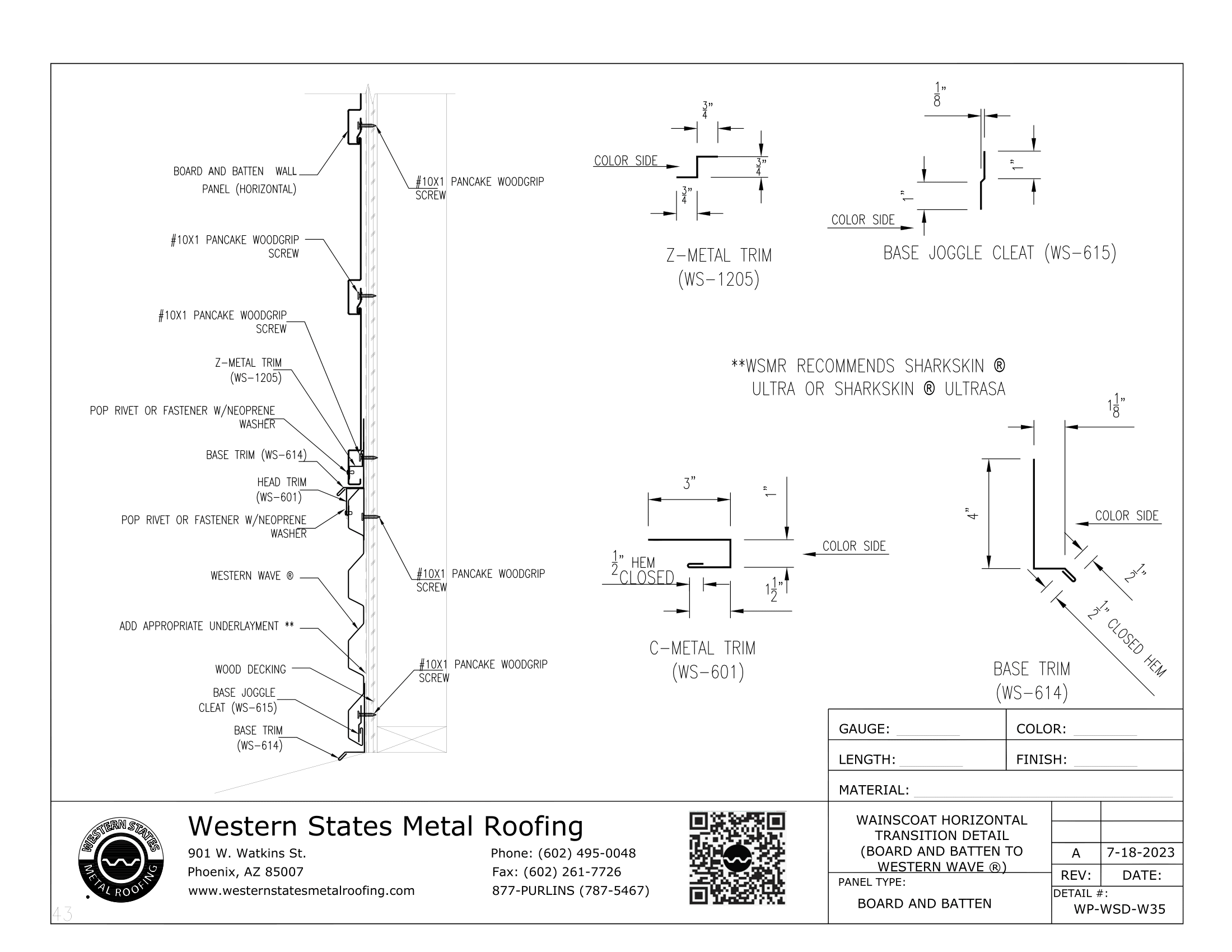 Part WS-1205 | Wainscoting Transition | Board & Batten To Western Wave