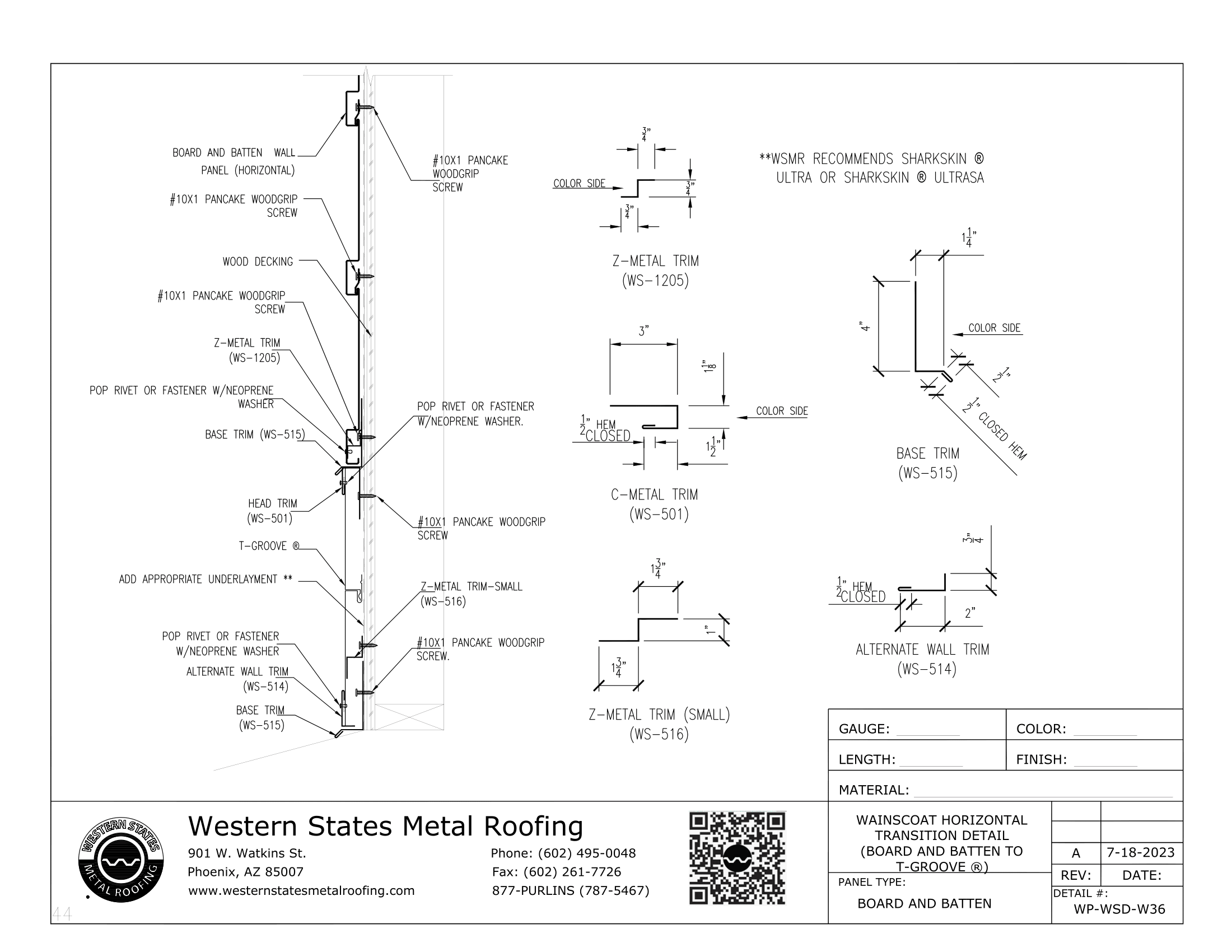 Part WS-1205 | Wainscoting Transition | Board & Batten To T-Groove®