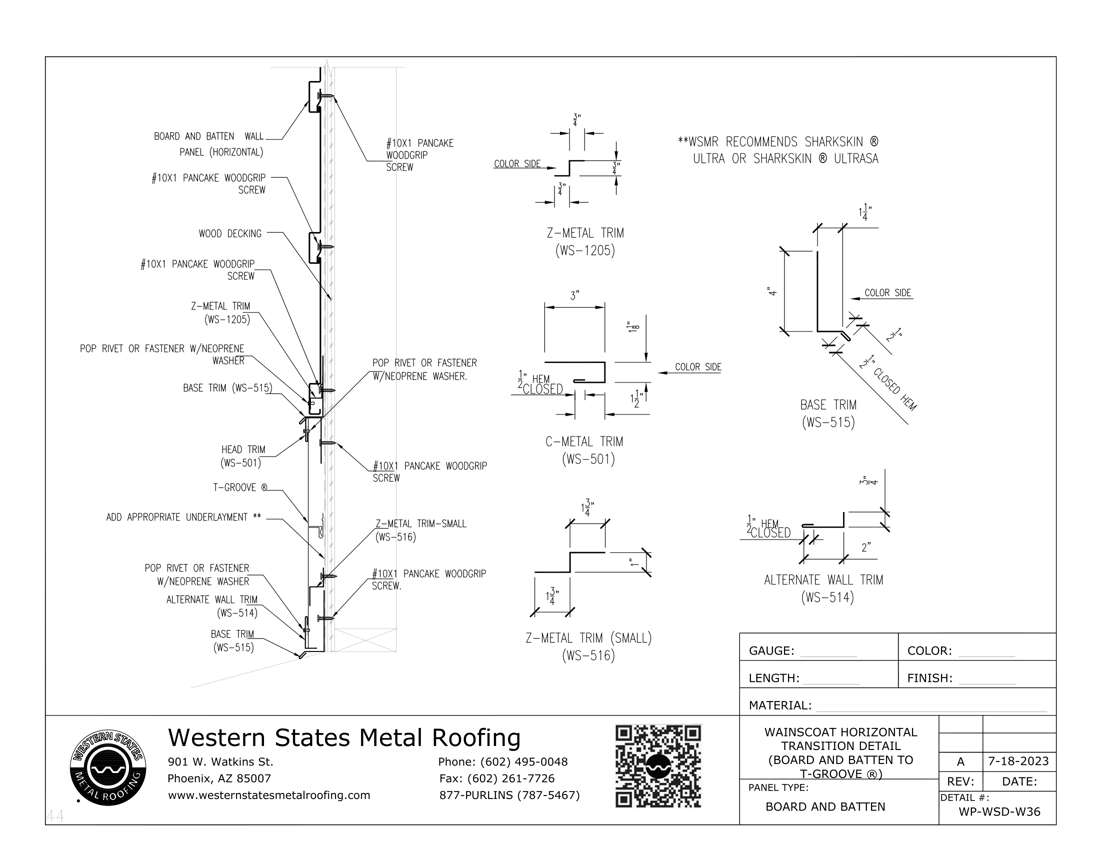 Part WS-1205 | Wainscoting Transition | Board & Batten To T-Groove®