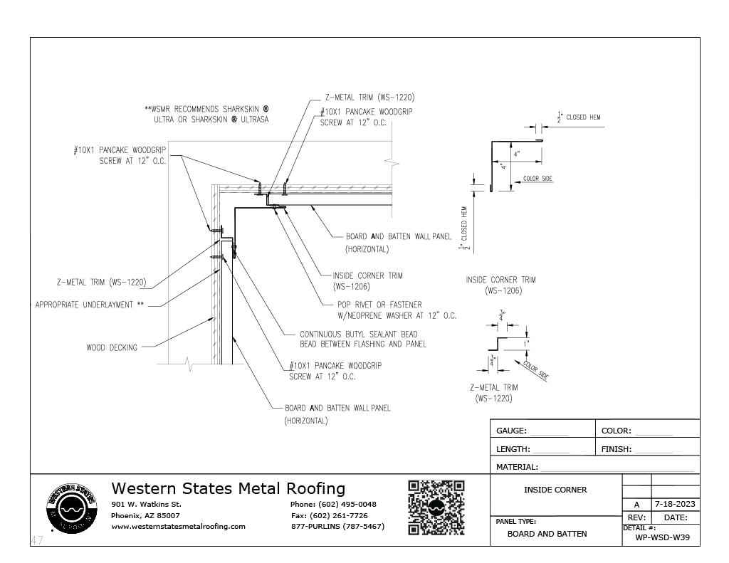 Inside Corner Horizontal Installation | Board & Batten Metal Siding