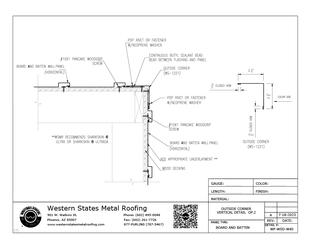 Outside Corner Vertical Installation | Board & Batten Metal Siding