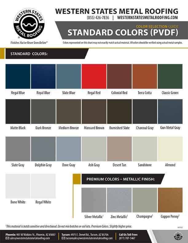 Metal Roofing Color Charts | Over 100 Colors | Buy Mfg. Direct & Save