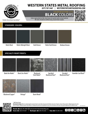 Metal Roofing Color Charts | Over 100 Colors | Buy Mfg. Direct & Save