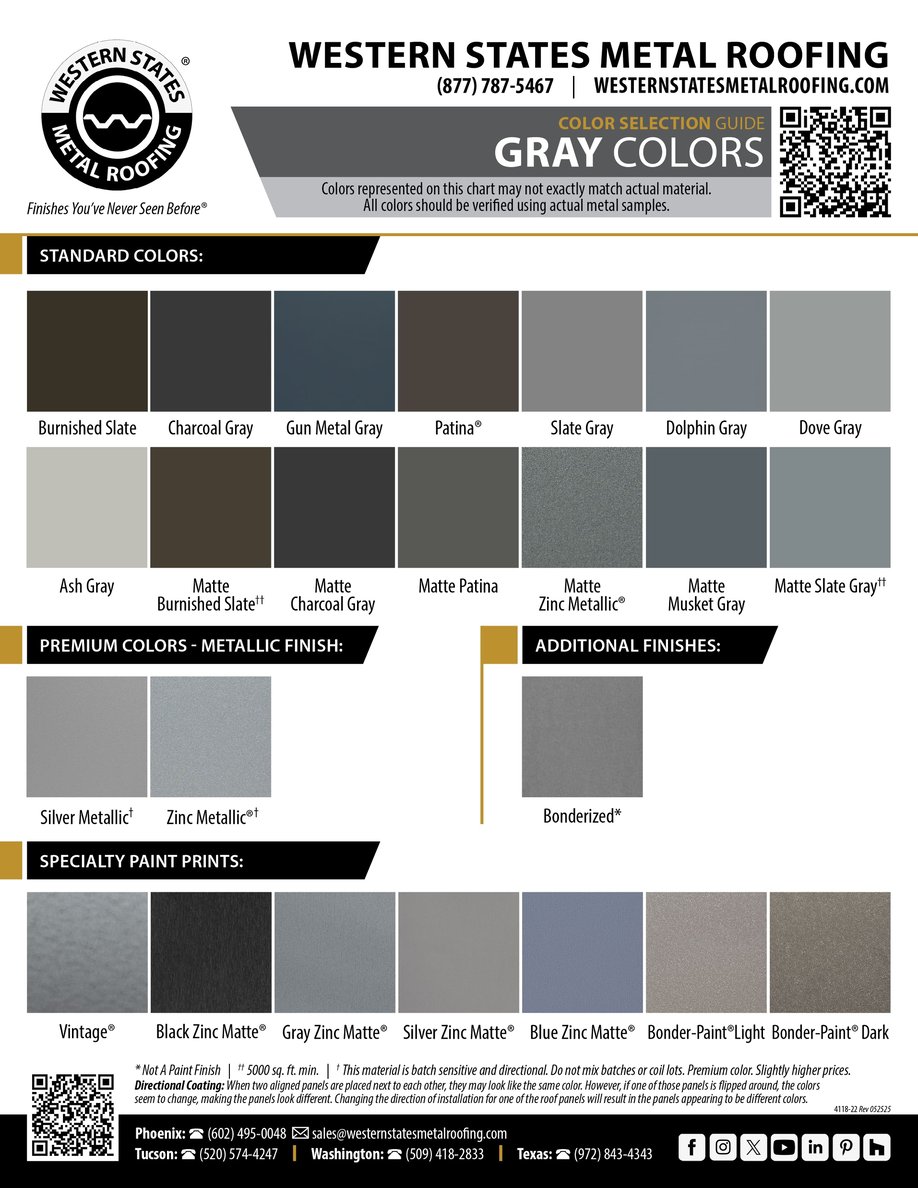 Metal Roofing Color Charts | Over 100 Colors | Buy Mfg. Direct & Save