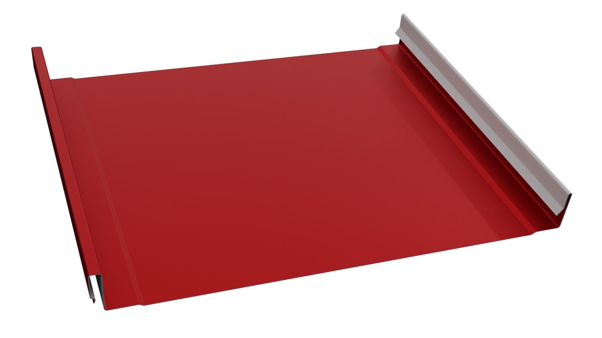Standing Seam Metal Roofing Panels in Regal Red (PVDF paint)