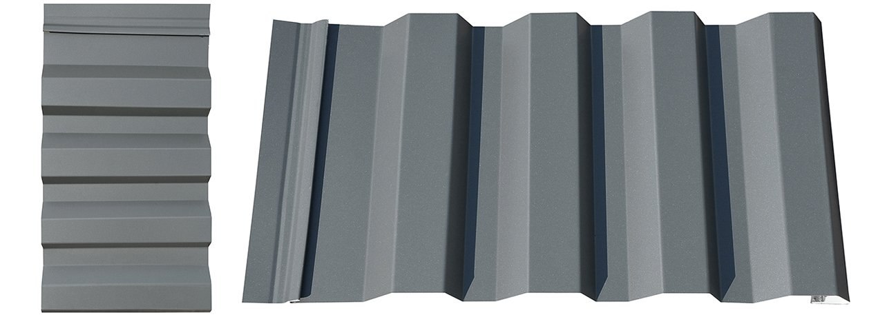 Western Wave® Rigid Metal Wall Panels in a Zinc Metallic (PVDF Paint)