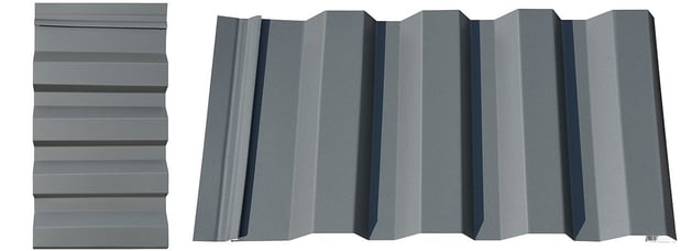 Western Wave® Rigid Metal Wall Panels in a Zinc Metallic (PVDF Paint)