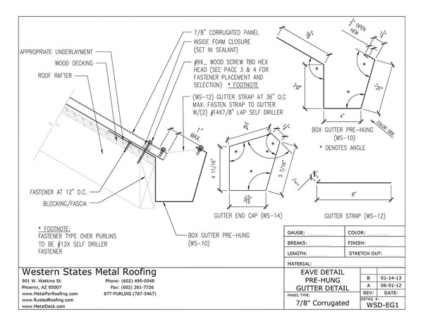 Part #WS-10 Box Gutter Pre Hung for Corrugated Metal Roofing