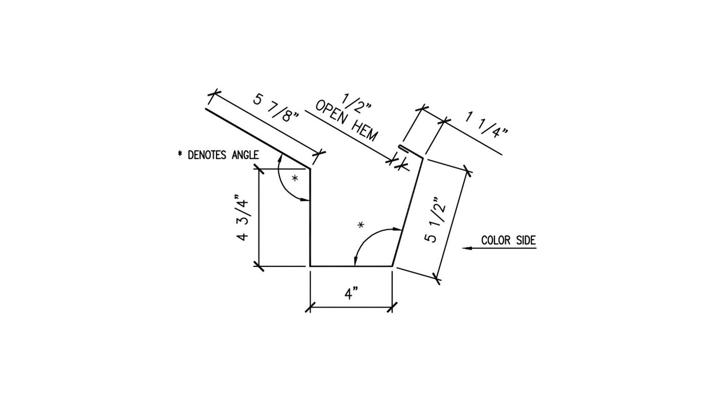 Part #WS-10 Box Gutter Pre Hung for Corrugated Metal Roofing