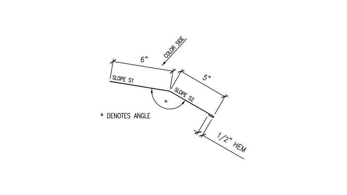 Part #WS-37 Pitch Break Low to High Trim for Corrugated Metal Roofing