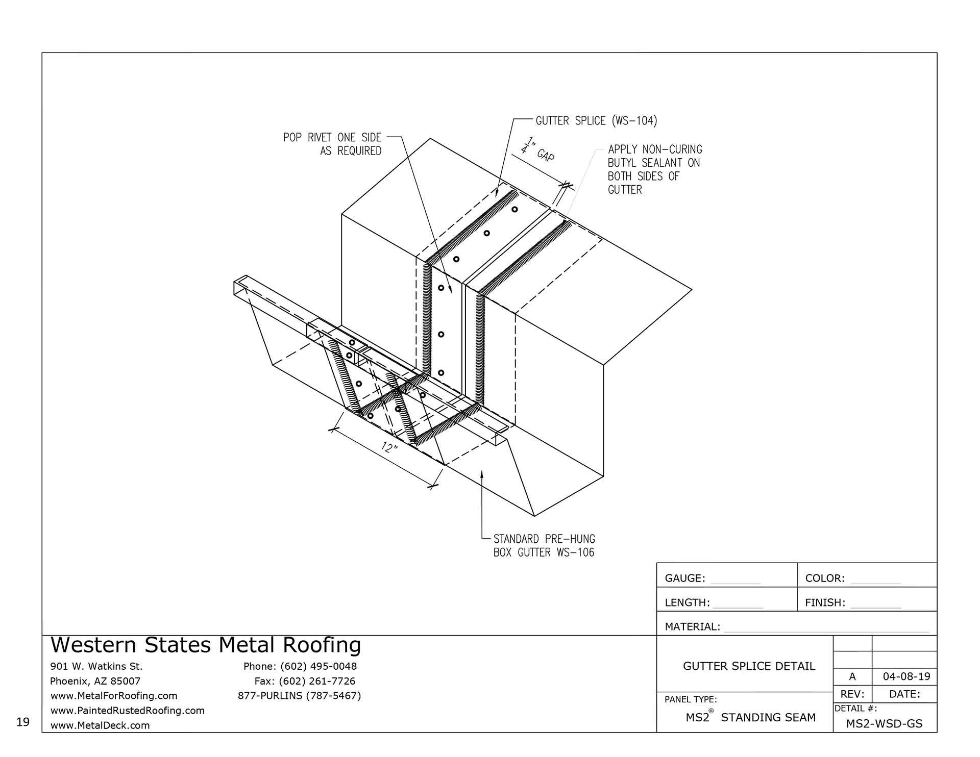 Gutter Splice | MS2 Mechanically Seamed Roofing