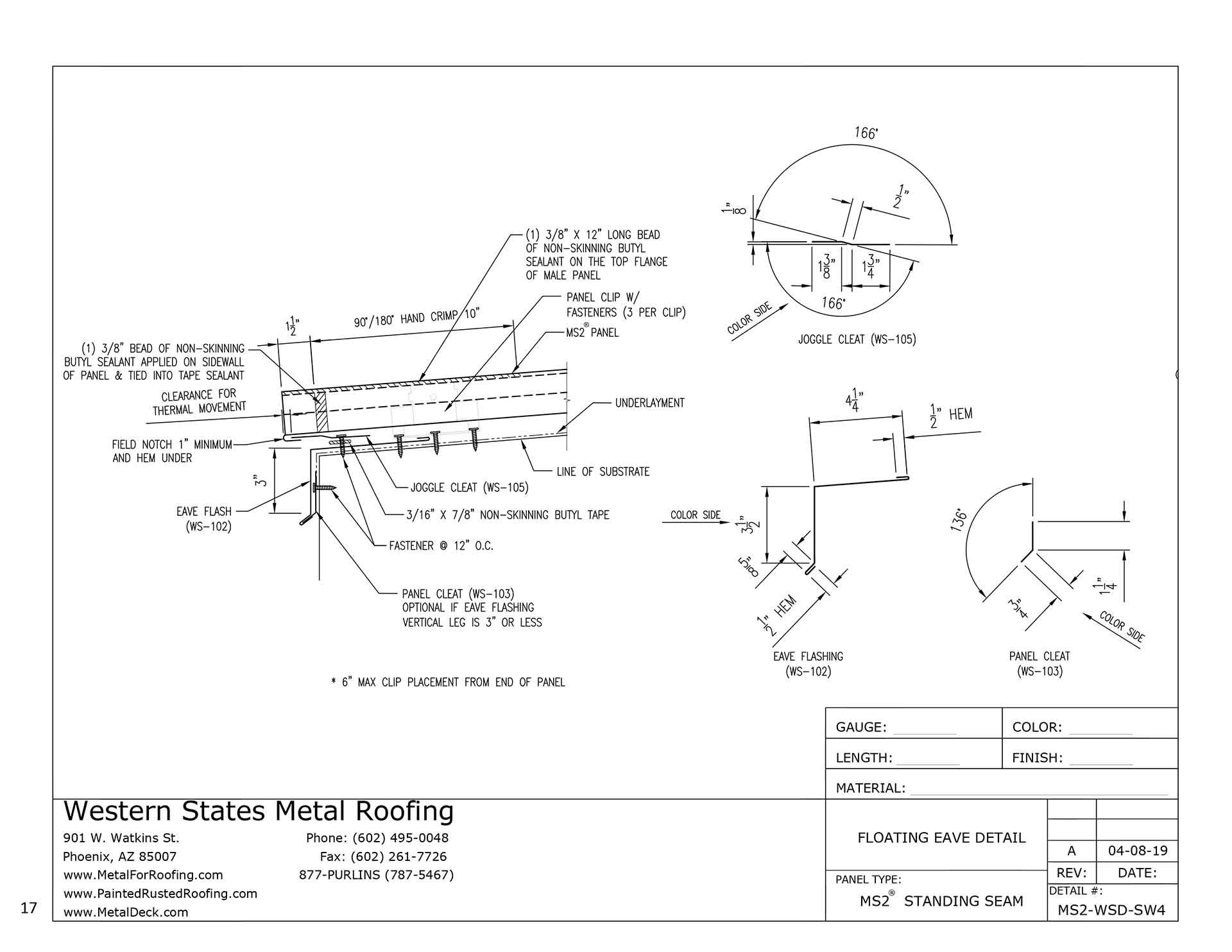 Joggle Cleat/Offset Cleat | MS2 Mechanically Seamed Roofing