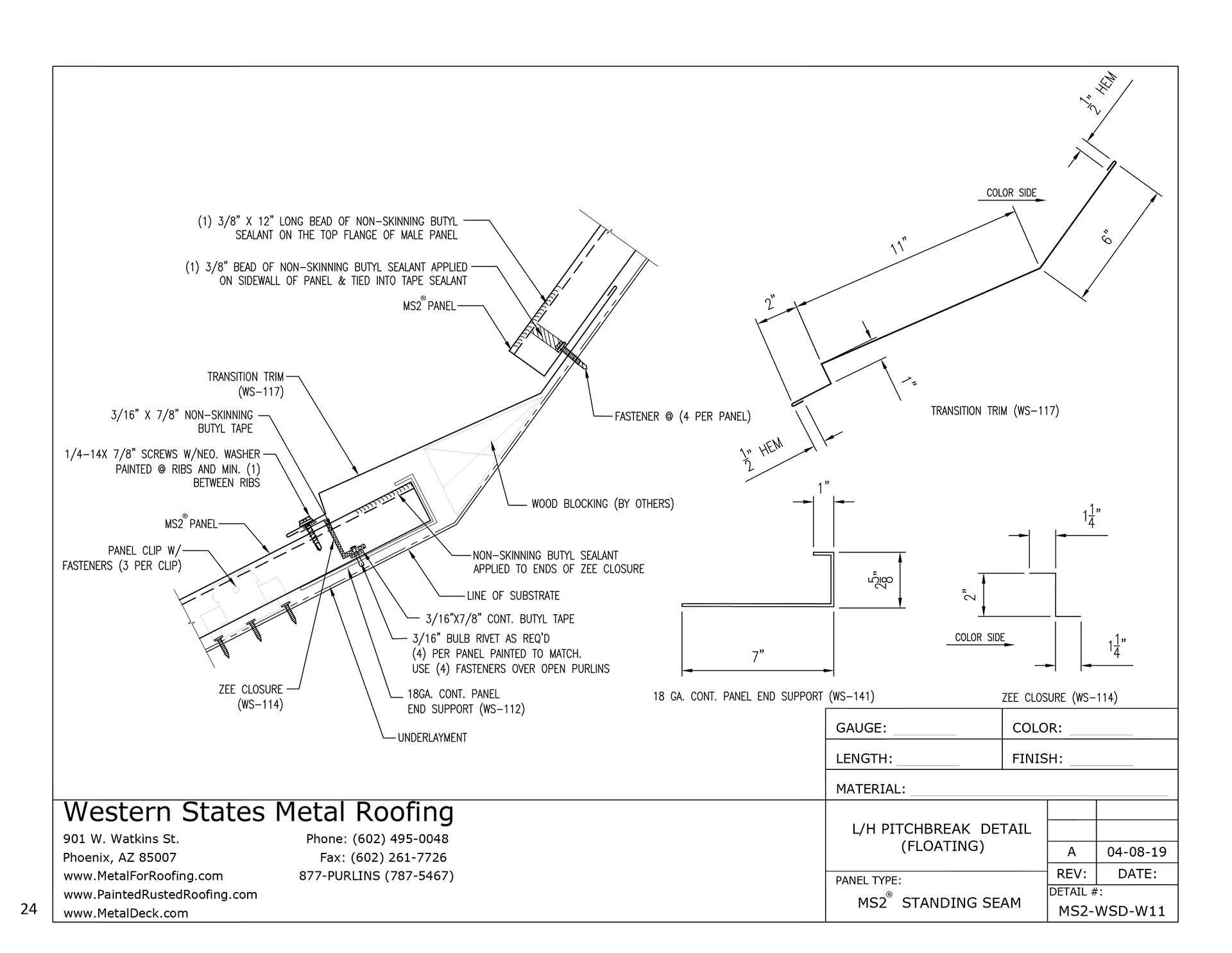 Low To High Floating Transition Flashing For MS2 Metal Roofs