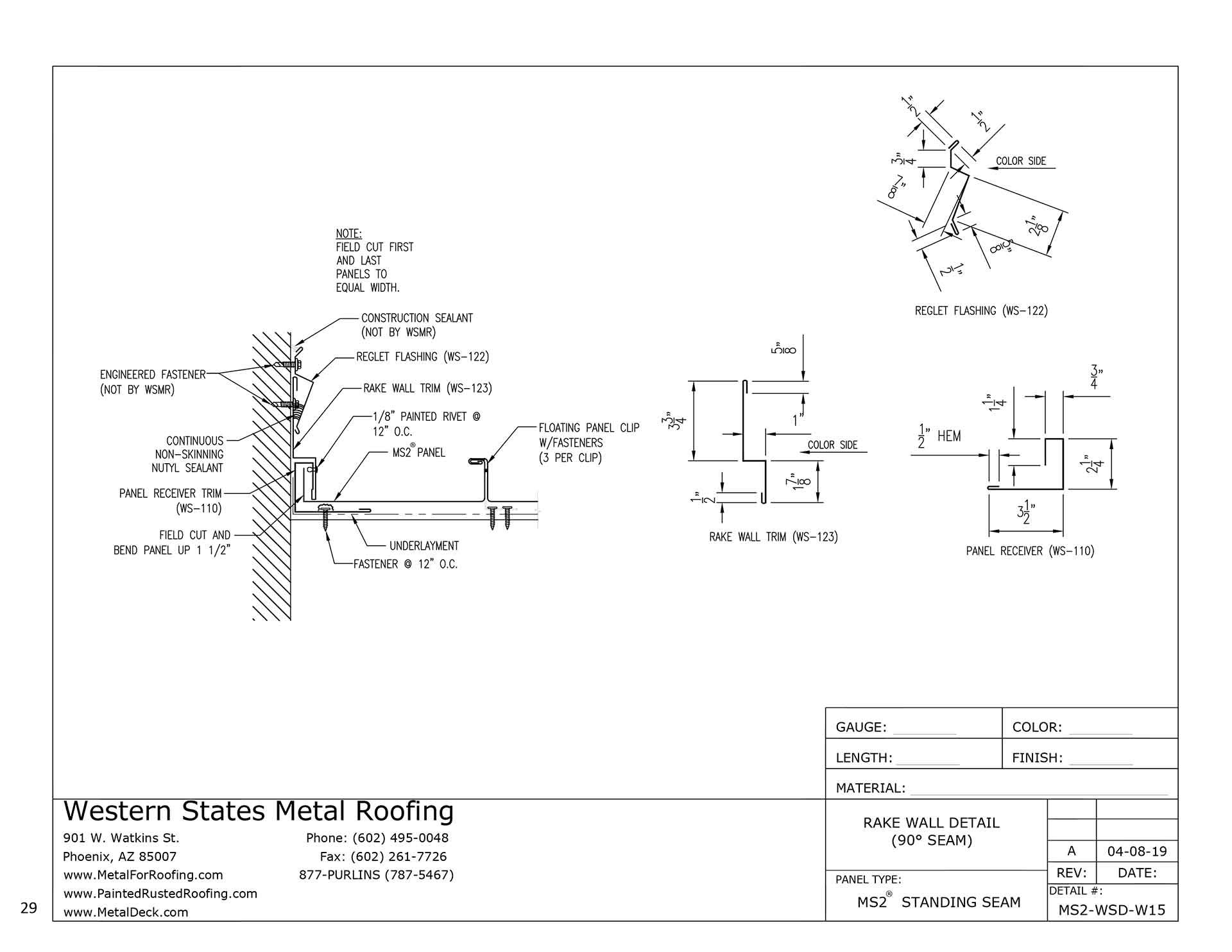 Reglet Trim Sidewall/Rake Wall | MS2 Mechanically Seamed Roofing