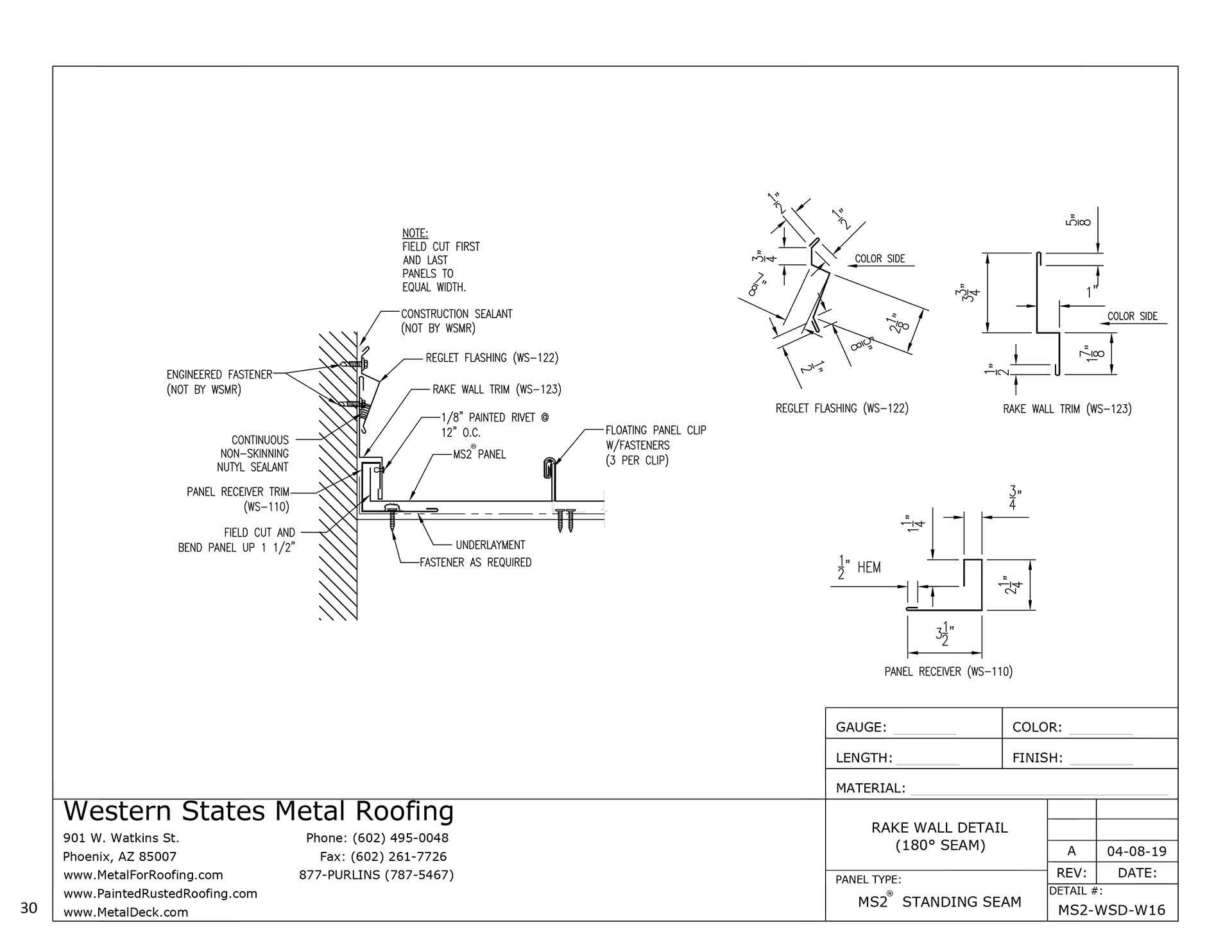 Receiver Trim | Mechanically Seamed Standing Seam Roofing