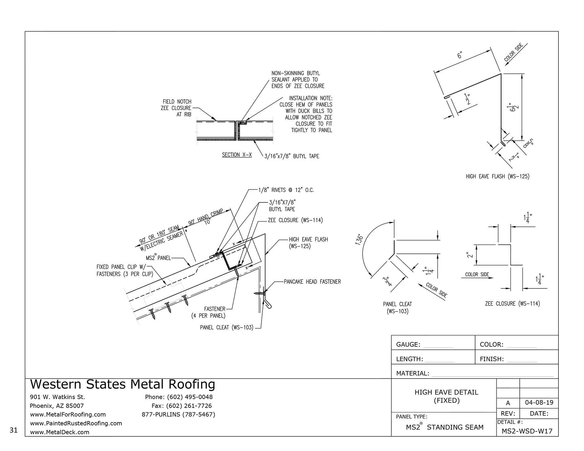 Fixed Peak Trim | Mechanically Seamed Standing Seam Roofing