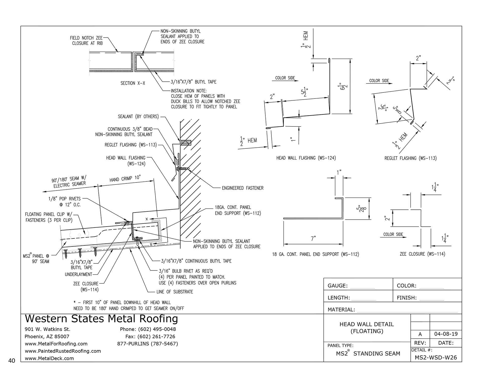 Reglet Trim | MS2 Mechanically Seamed Roofing | Part #WS-113