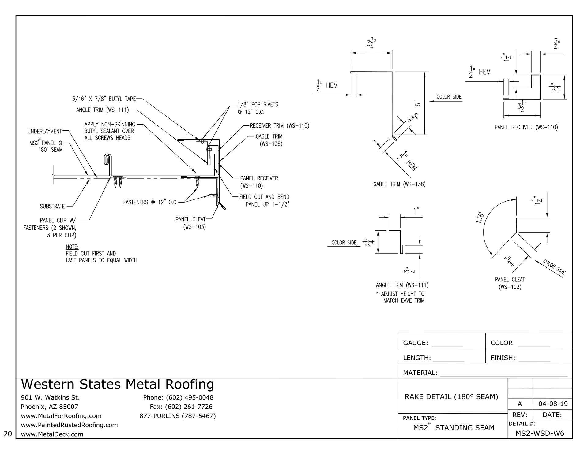 Receiver Trim | Mechanically Seamed Standing Seam Roofing