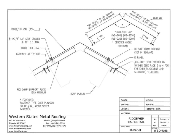 Part #WS-205 Ridge/Hip Cap | PBR Panel | Western States Metal Roofing