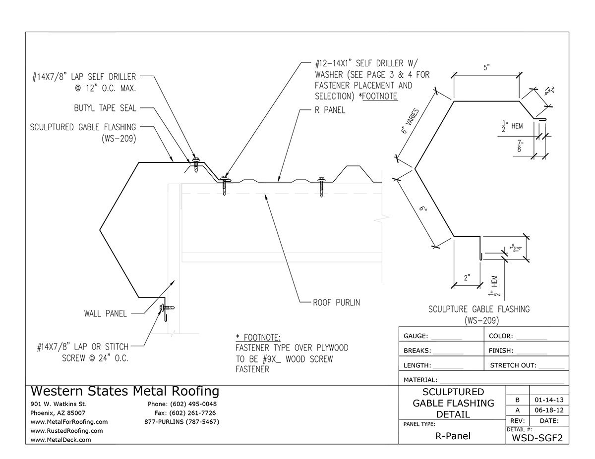 Part #WS-209 Sculptured Gable Flashing for PBR Panel | Metal Roofing