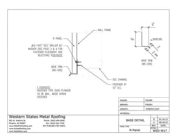 Part #WS-206 Base Trim for PBR Panel and R Panel