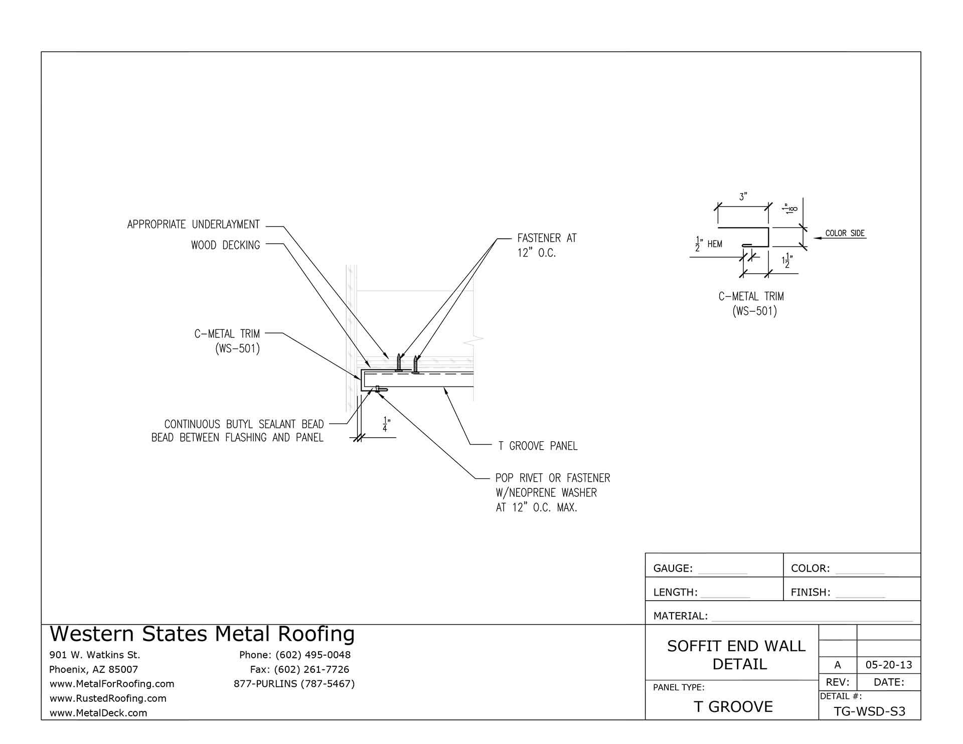 C Metal Trim | Detail Installation Types | T-Groove Metal Soffit Panel