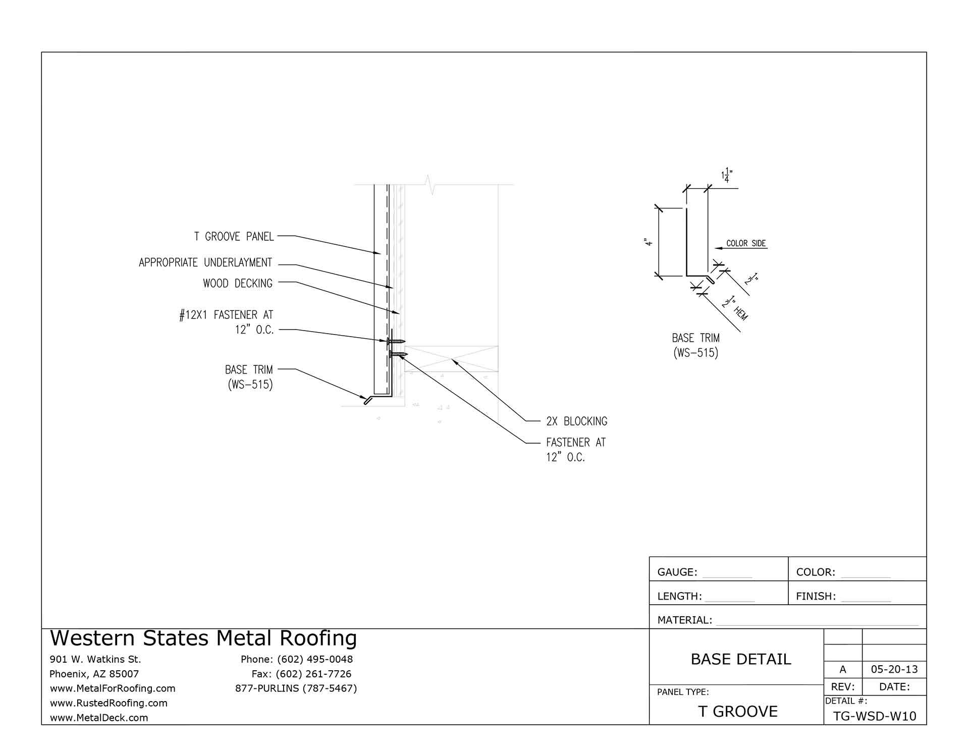 Base Trim - Vertical Installation | T-Groove® Metal Wall Panel