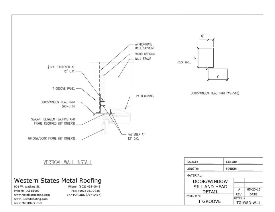 Head Trim For Windows and Doors - Vertical Install | Metal Wall Panels