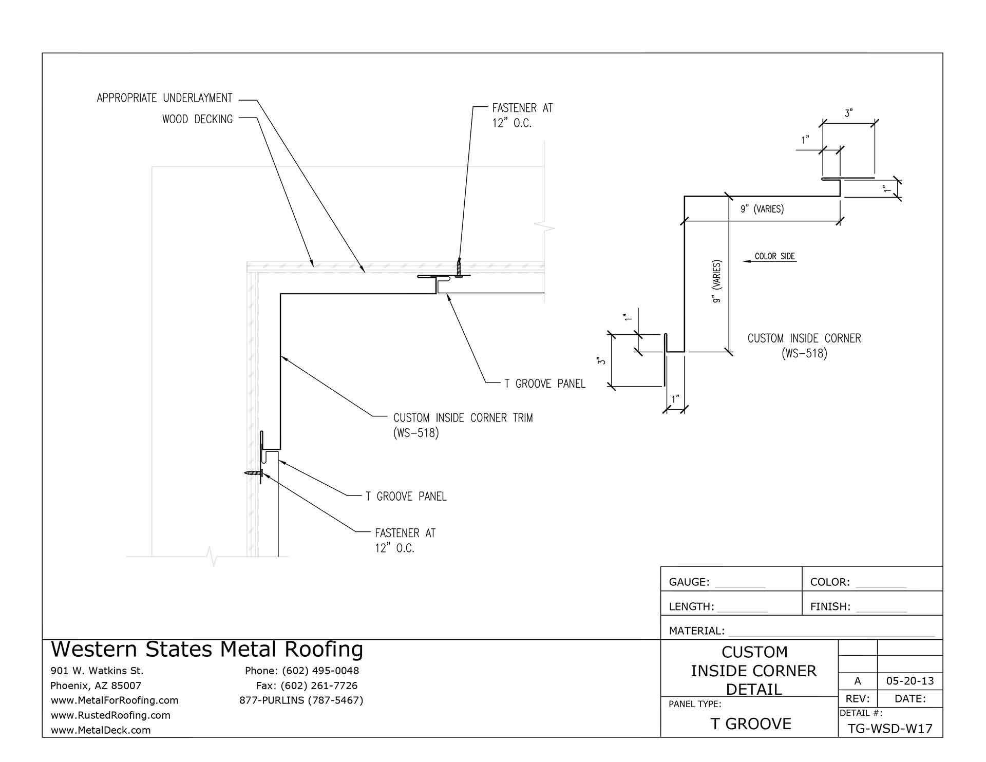 Custom Inside Corner Trim - Vertical Installation | Metal Wall Panels
