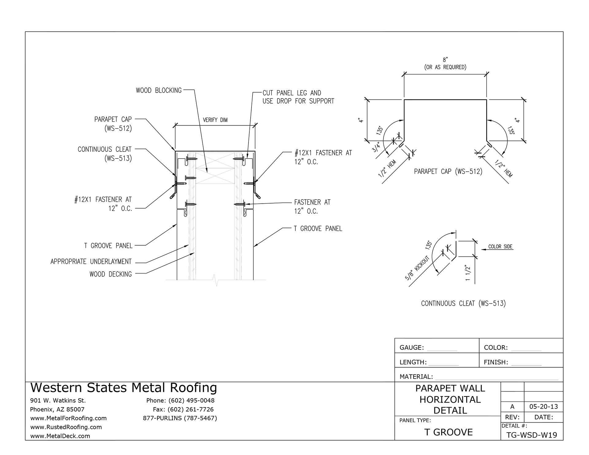 Parapet Cap For Wall Panels - Horizontal Install | T-Groove