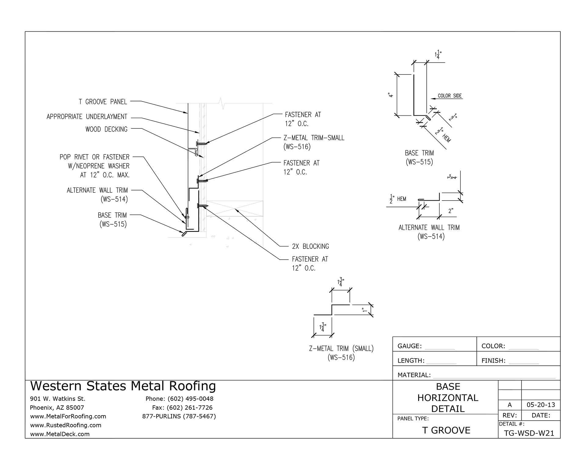 Base Trim - Horizontal Installation | T-Groove® Metal Wall Panel