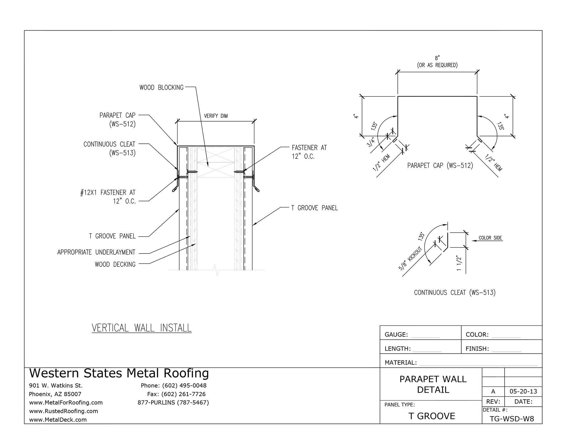 Parapet Cap For Wall Panels - Vertical Installation | T-Groove® Panel