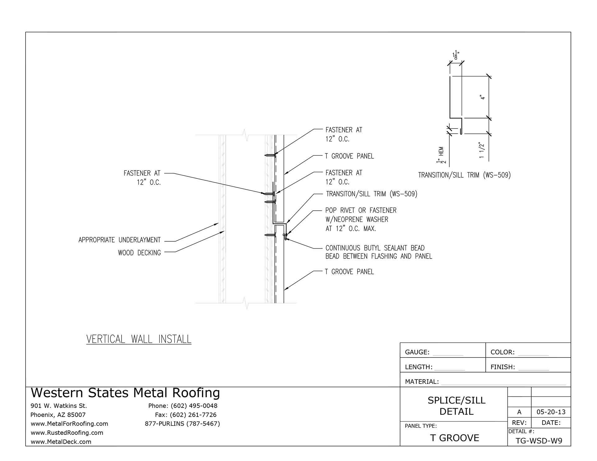 Wall Splice - Vertical Installation | Sill Trim For T-Groove® Panel
