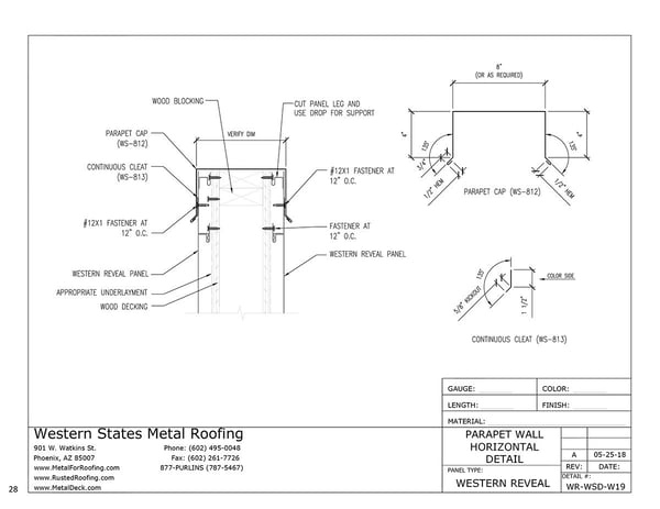 Trim Cleat For Parapet Cap | Western Reveal®
