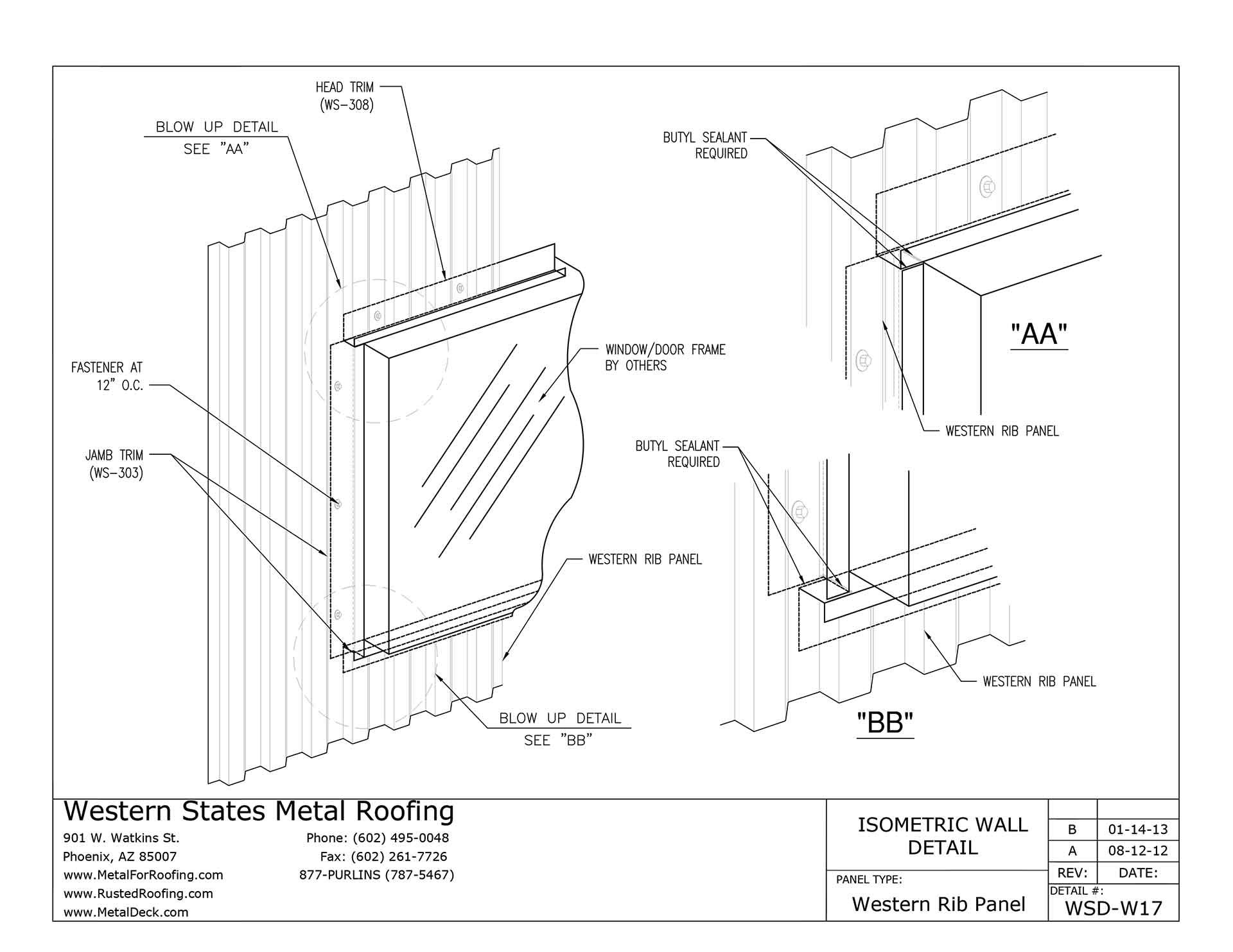Part #WS-303 Jamb Trim for Western Rib® (7.2 Panel) Metal Siding Panel