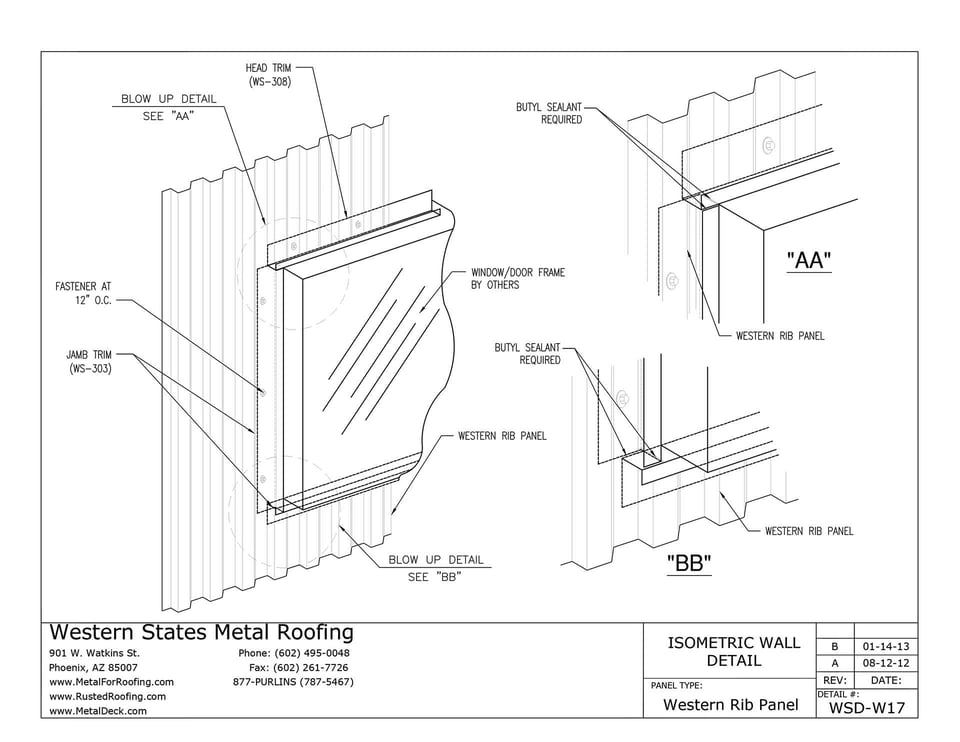 Part #WS-303 Jamb Trim for Western Rib® (7.2 Panel) Metal Siding Panel