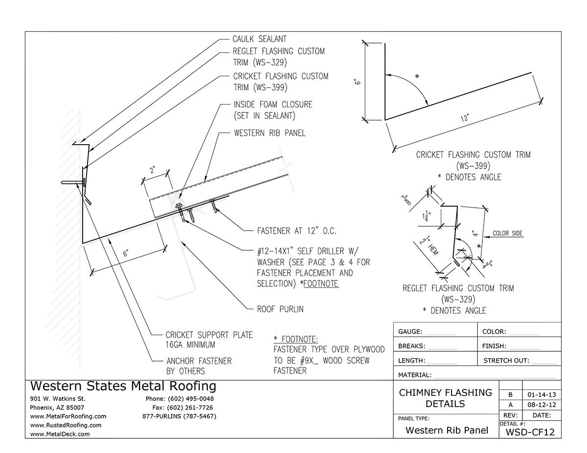 Reglet Flashing For Western Rib® Metal Roofing | Part #WS-329
