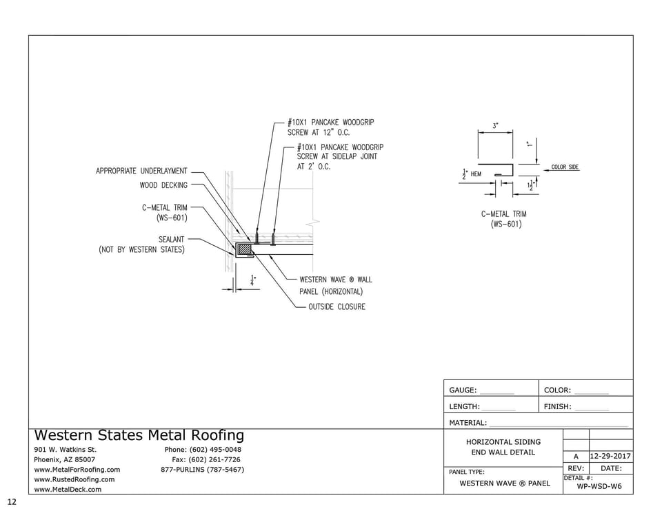 C Metal Trim | Western Wave Wall Panels