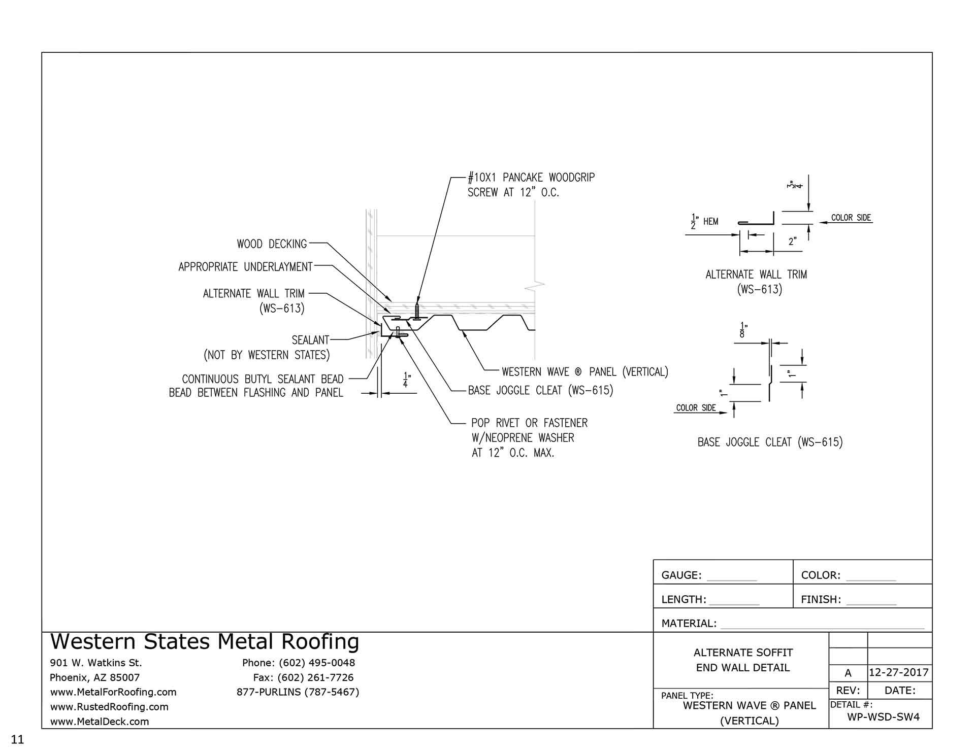 Alternate Soffit End Wall Detail For Western Wave Vertical Install