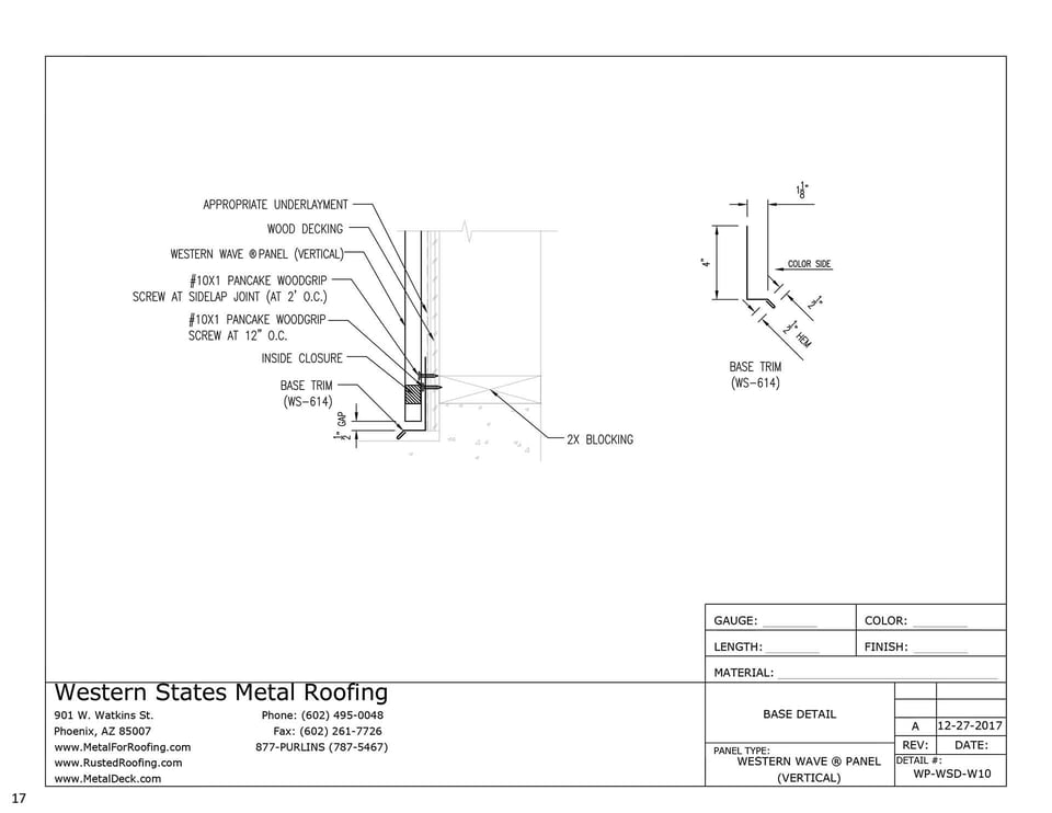 Base Trim - Vertical Installation | Western Wave | Part #WS-614