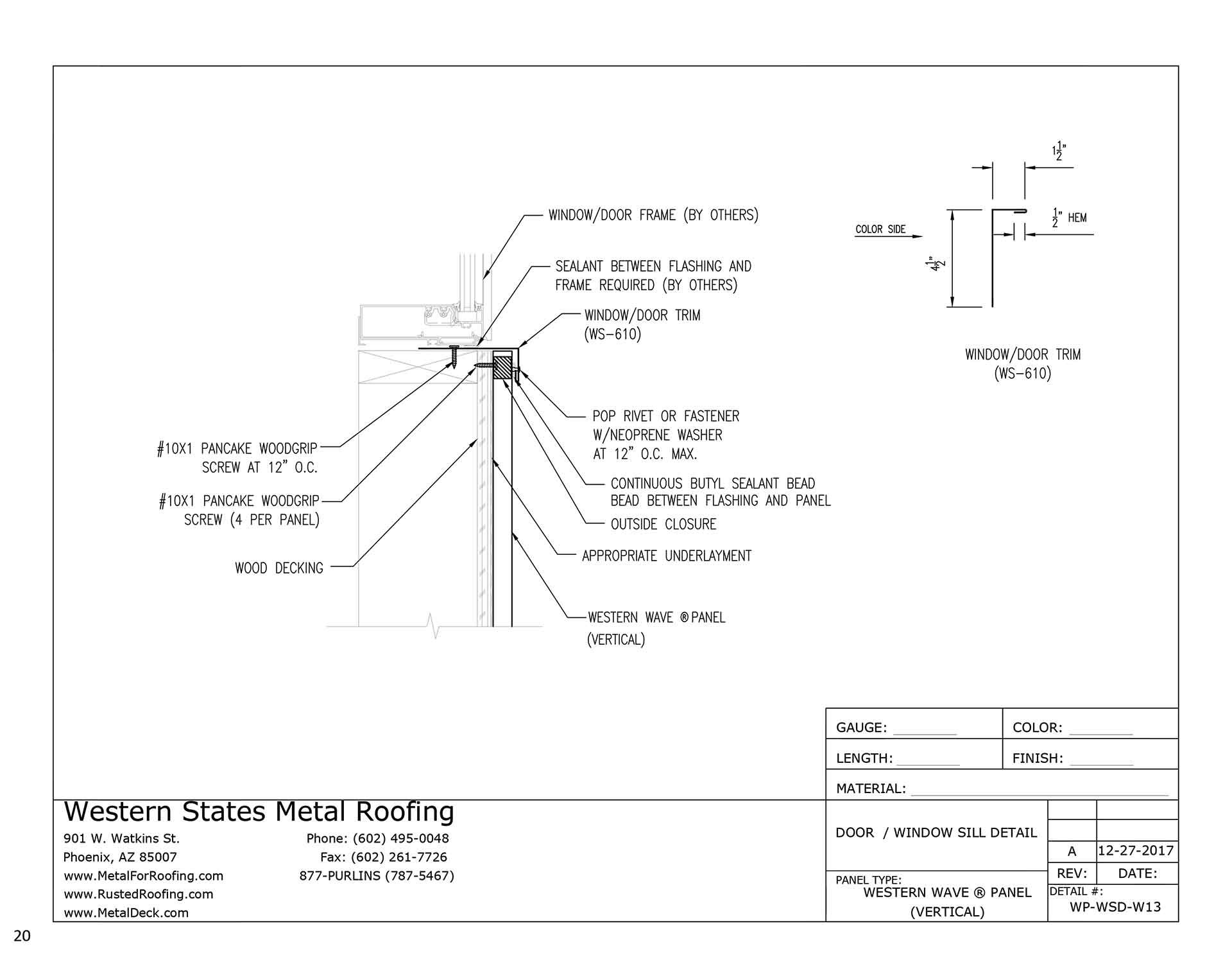 Sill Trim For Windows/Doors - Vertical | Western Wave­® | Part #WS-610