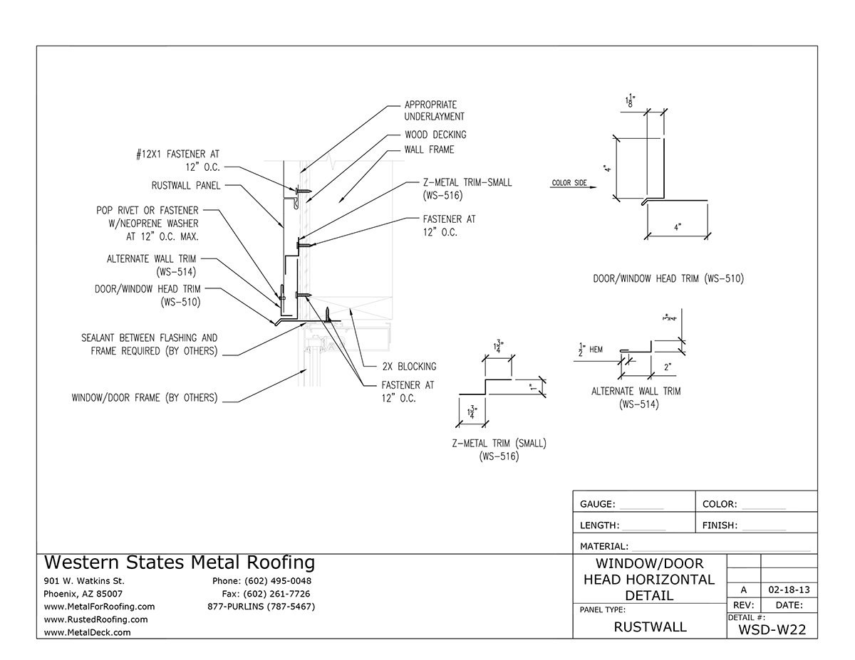 Part #WS-510 Door/Window Head Trim for T-Groove Wall/Siding Panels